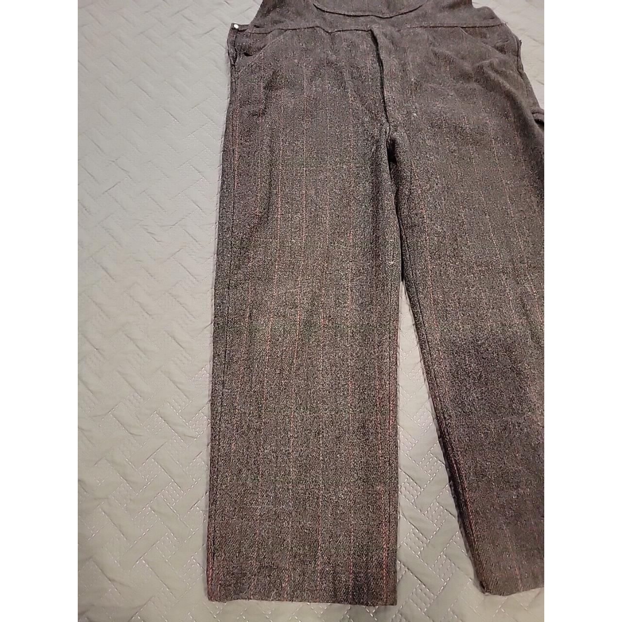 WOOLRICH Gray/Red Stripe Plaid Wool Bib Overalls... - Depop