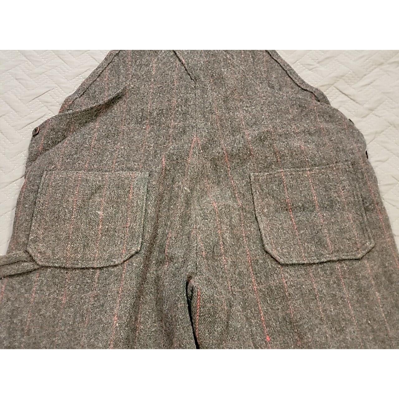 WOOLRICH Gray/Red Stripe Plaid Wool Bib Overalls... - Depop