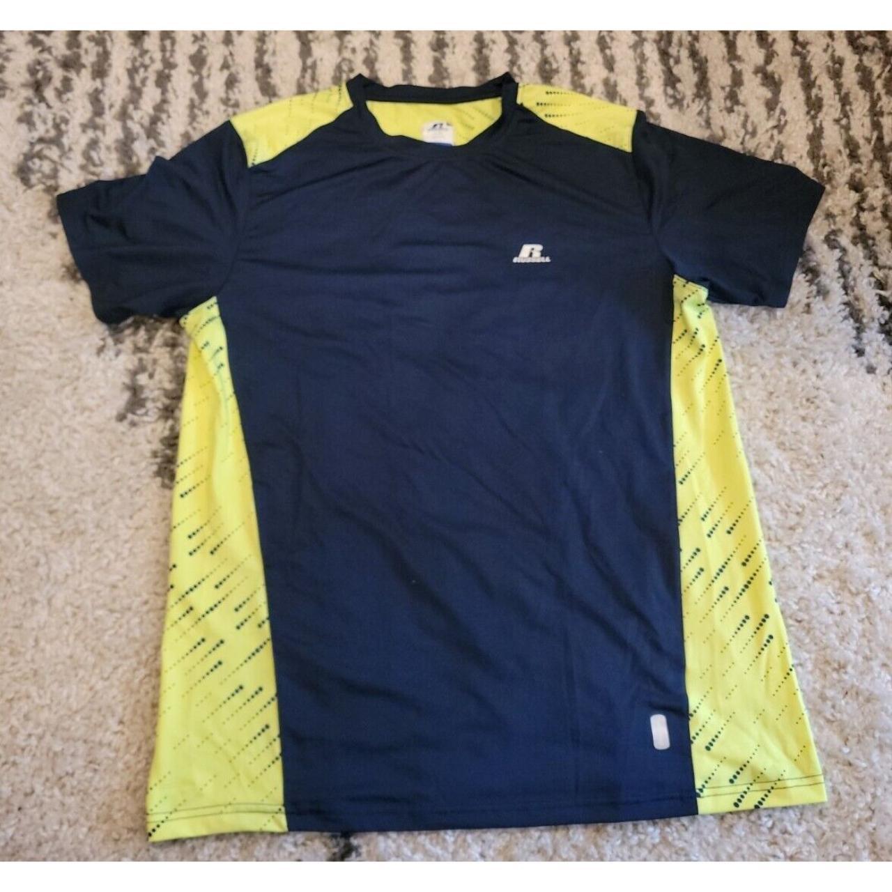 Russell Dri-Power Black Neon Yellow Shirt Size XL... - Depop