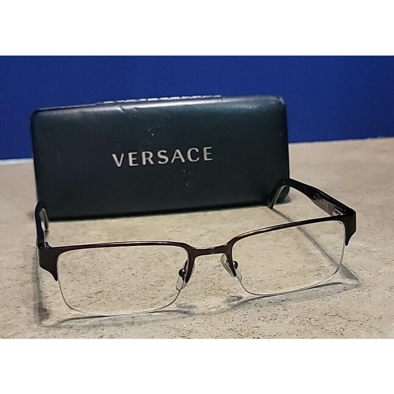 Versace 1184 1269 Brown Half Rim Eyeglasses Frames... - Depop