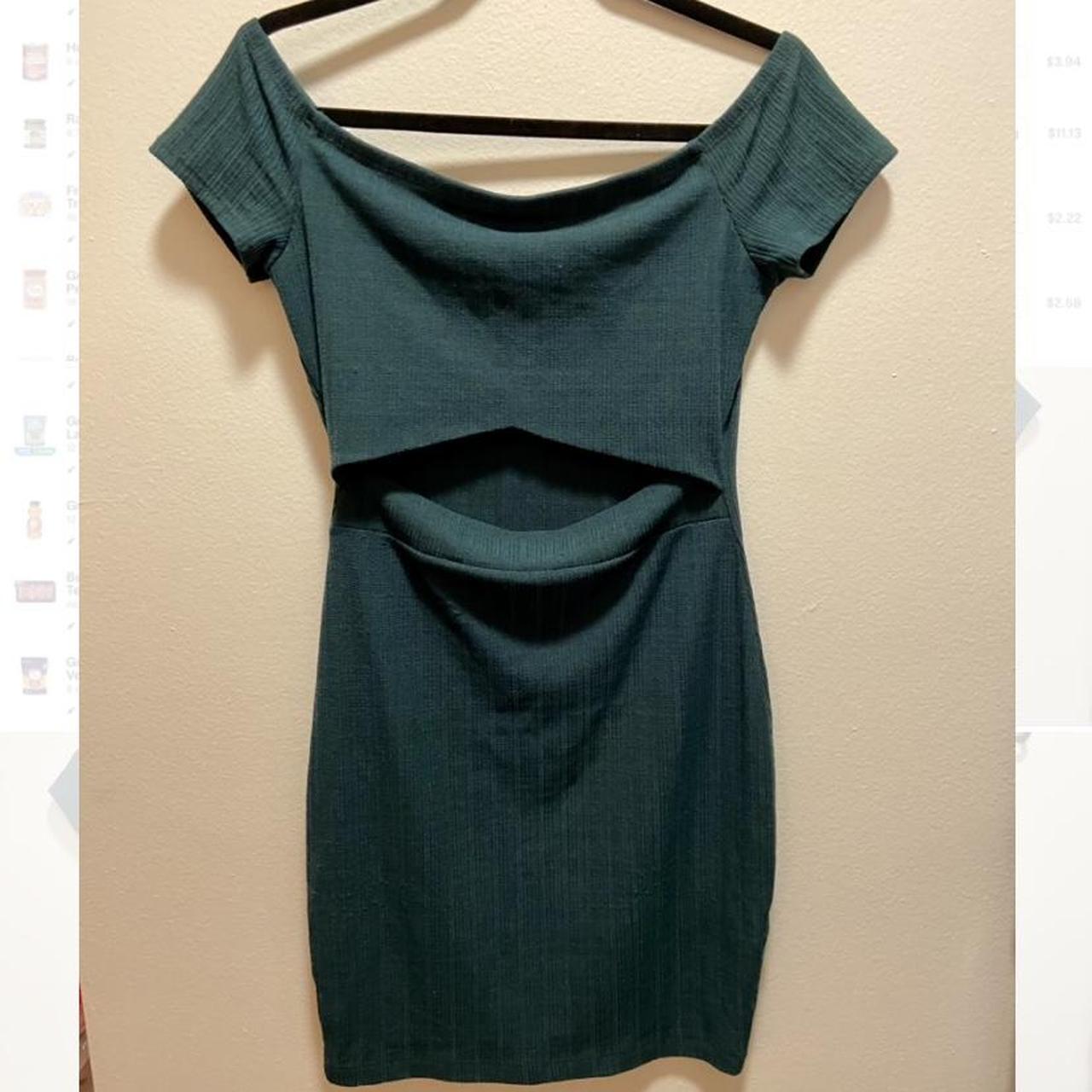 Emerald green bodycon dress with open stomach detail... - Depop