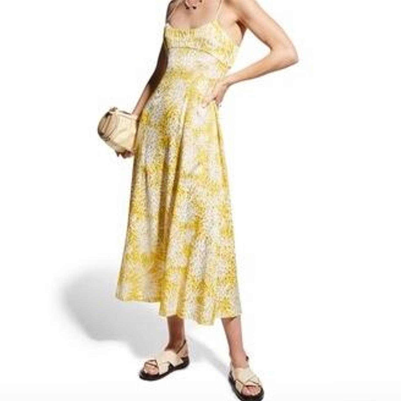 Rebecca Taylor yellow sleeveless mini dress Flower... - Depop