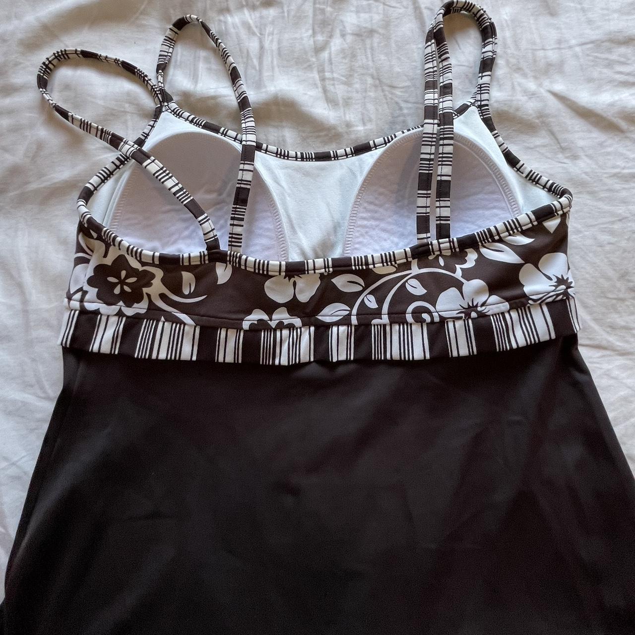 no label brown and white hawaiian tankini top🤙🏼... - Depop