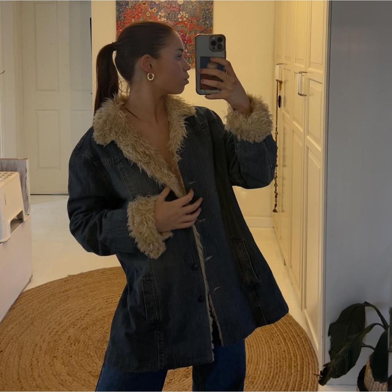 The nicest denim fur jacket you’ll see!! Very... - Depop