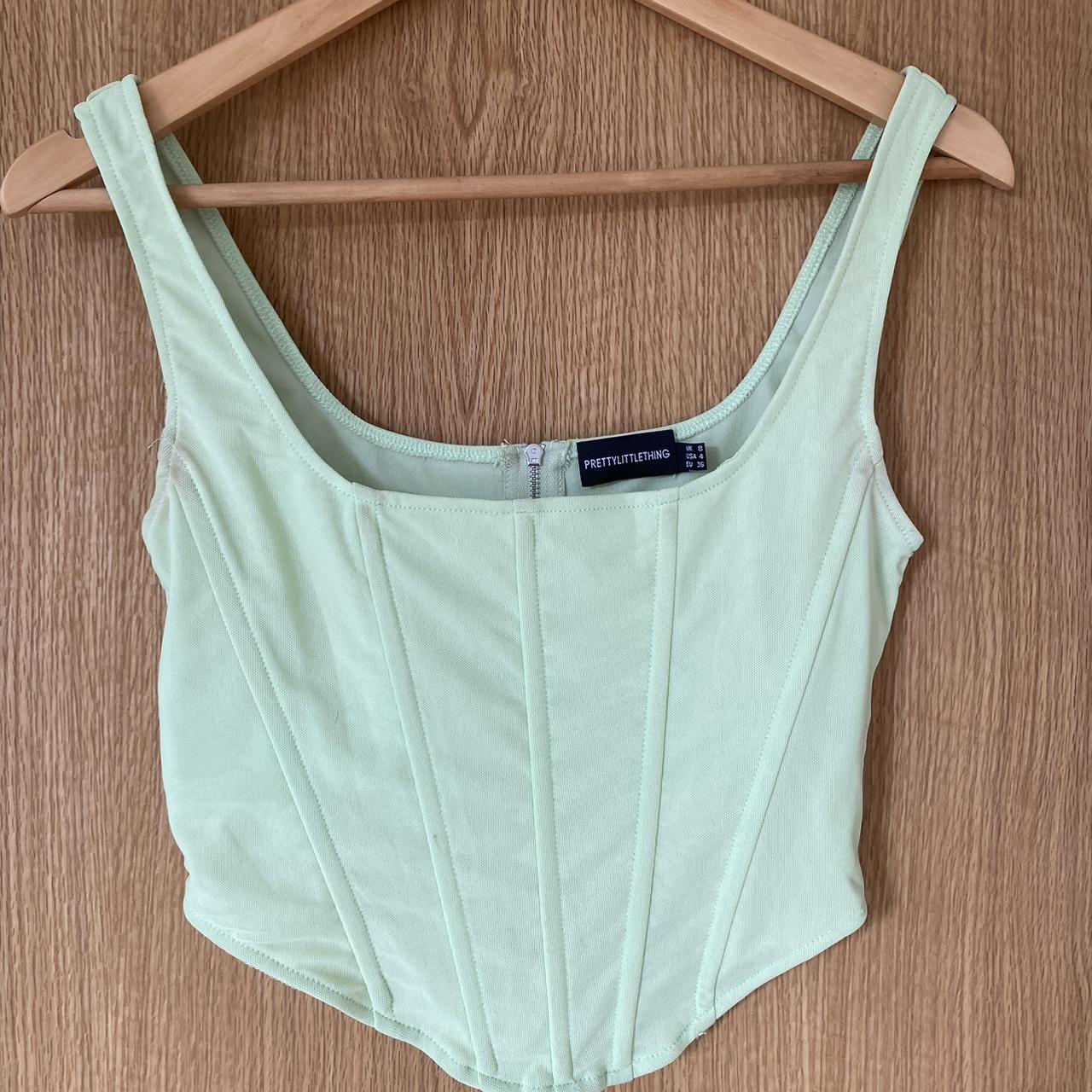 Plt green corset top Boning Size 8 Good condition... - Depop