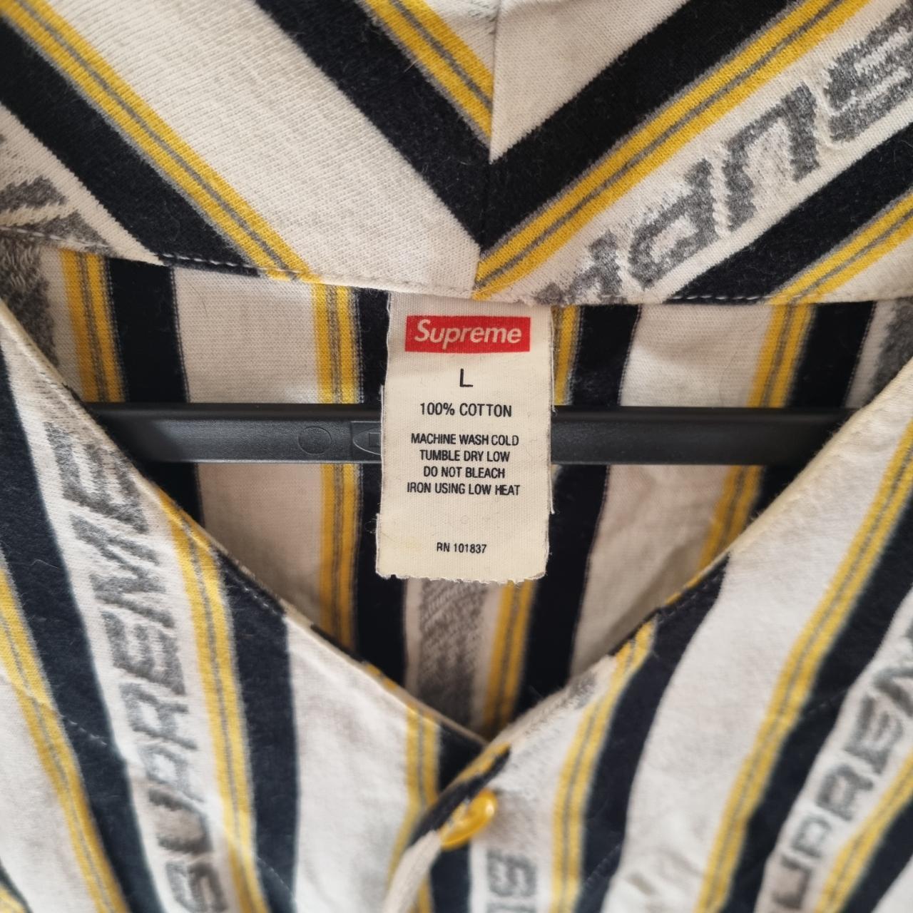 White and Yellow Supreme baseball jersey. Only worn... - Depop