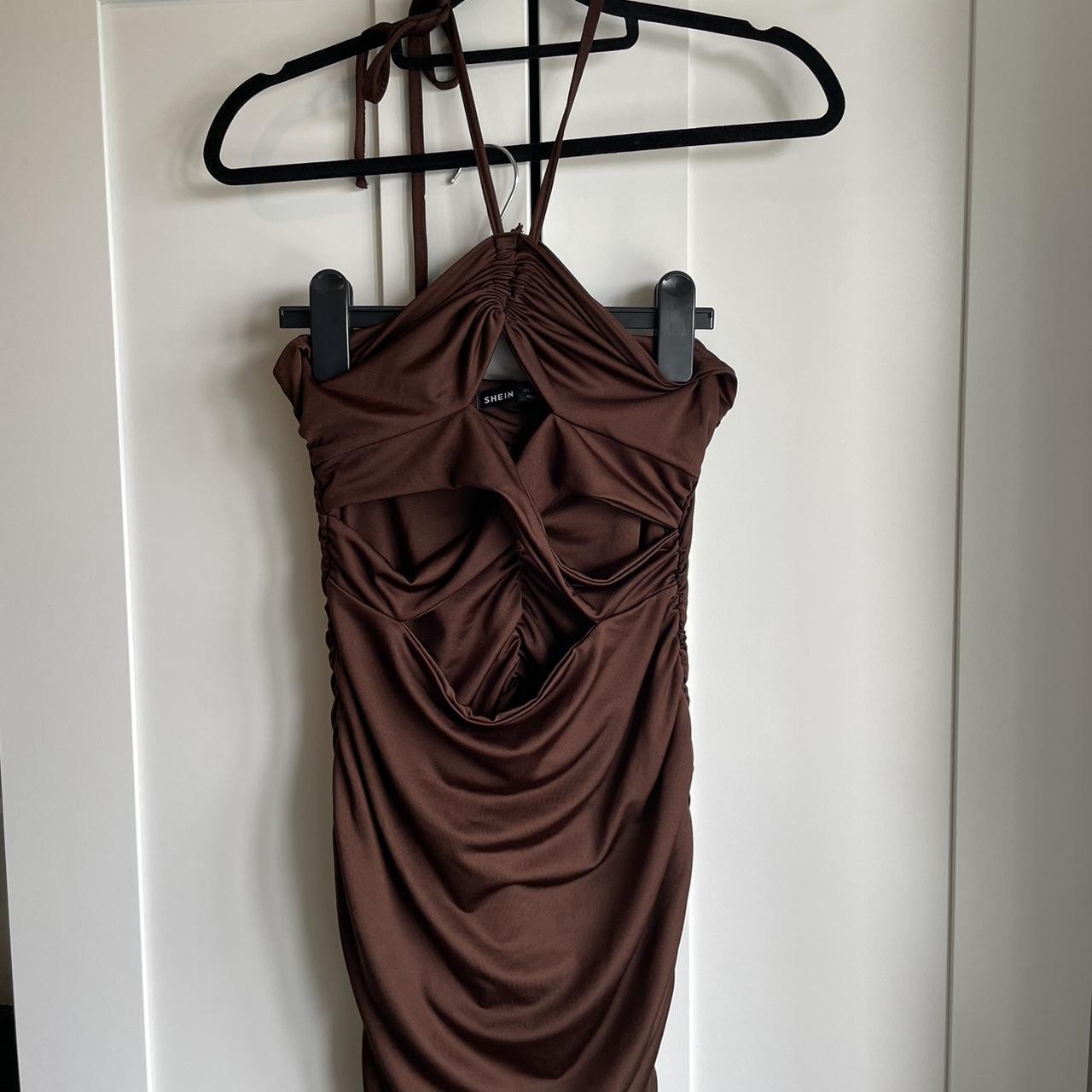 Shein Brown Bodycon Mini Dress Size S New without tags - Depop
