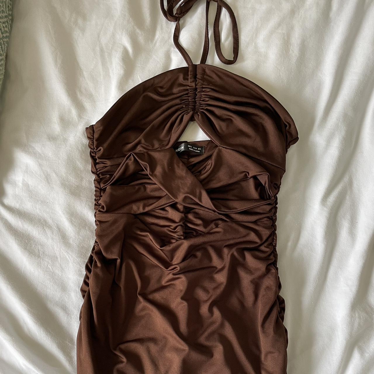 Shein Brown Bodycon Mini Dress Size S New without tags - Depop