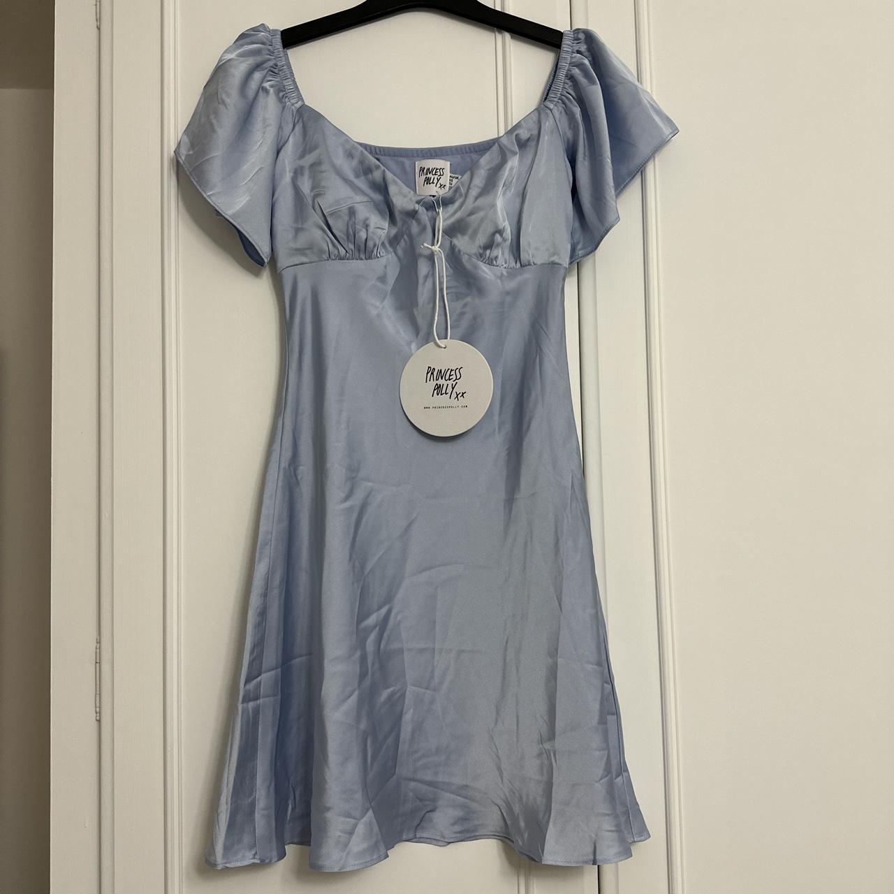 Princess Polly baby blue satin mini dress BNWT size UK4 - Depop