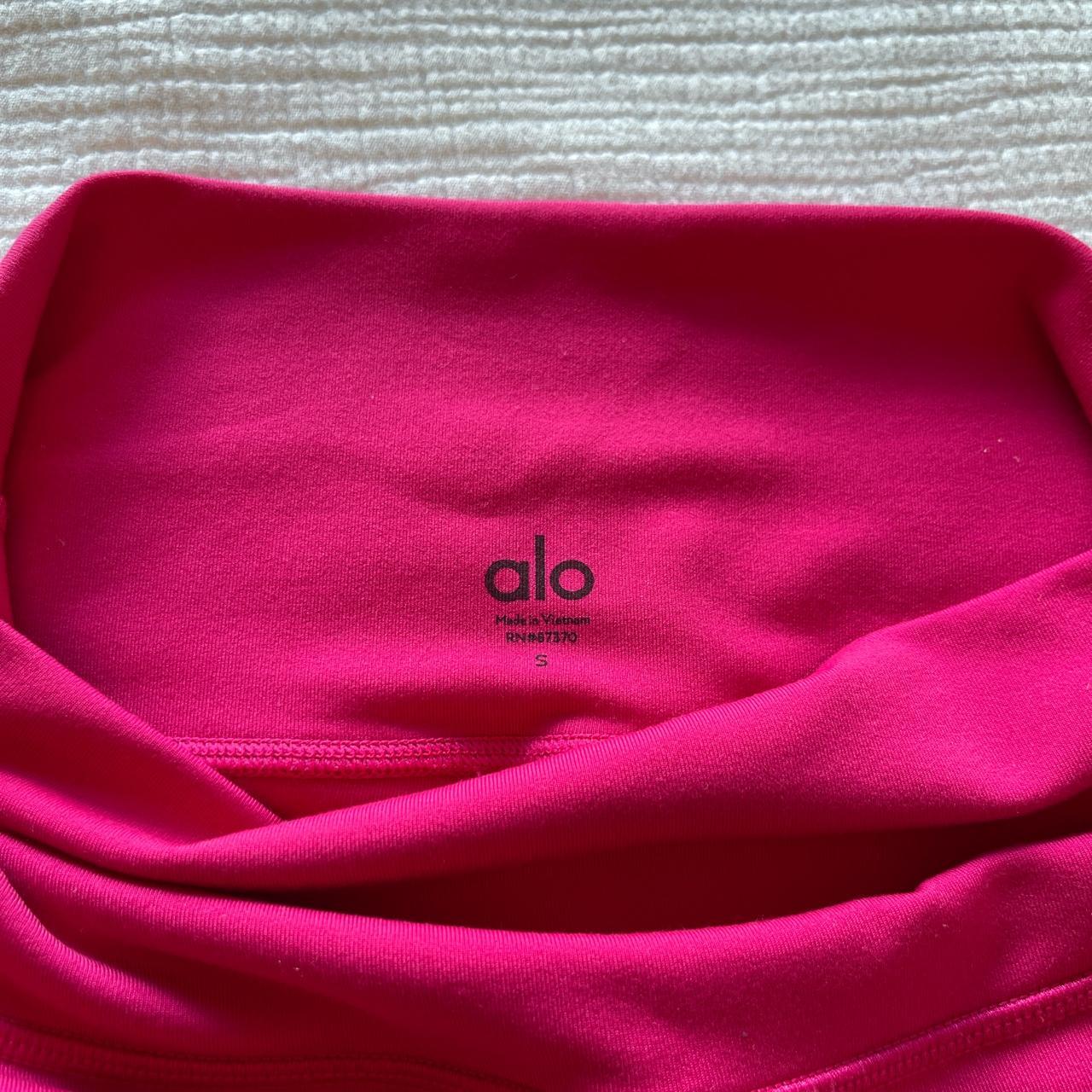 7” Alo Yoga hot pink high waisted biker... - Depop