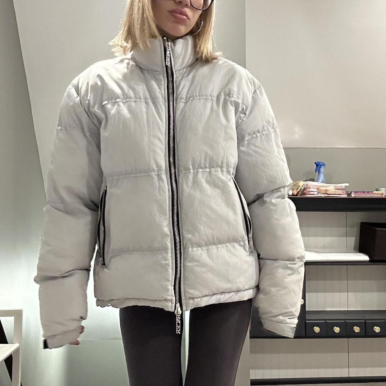 Racer World Wide Puffer Jacket Lightly worn Light... - Depop