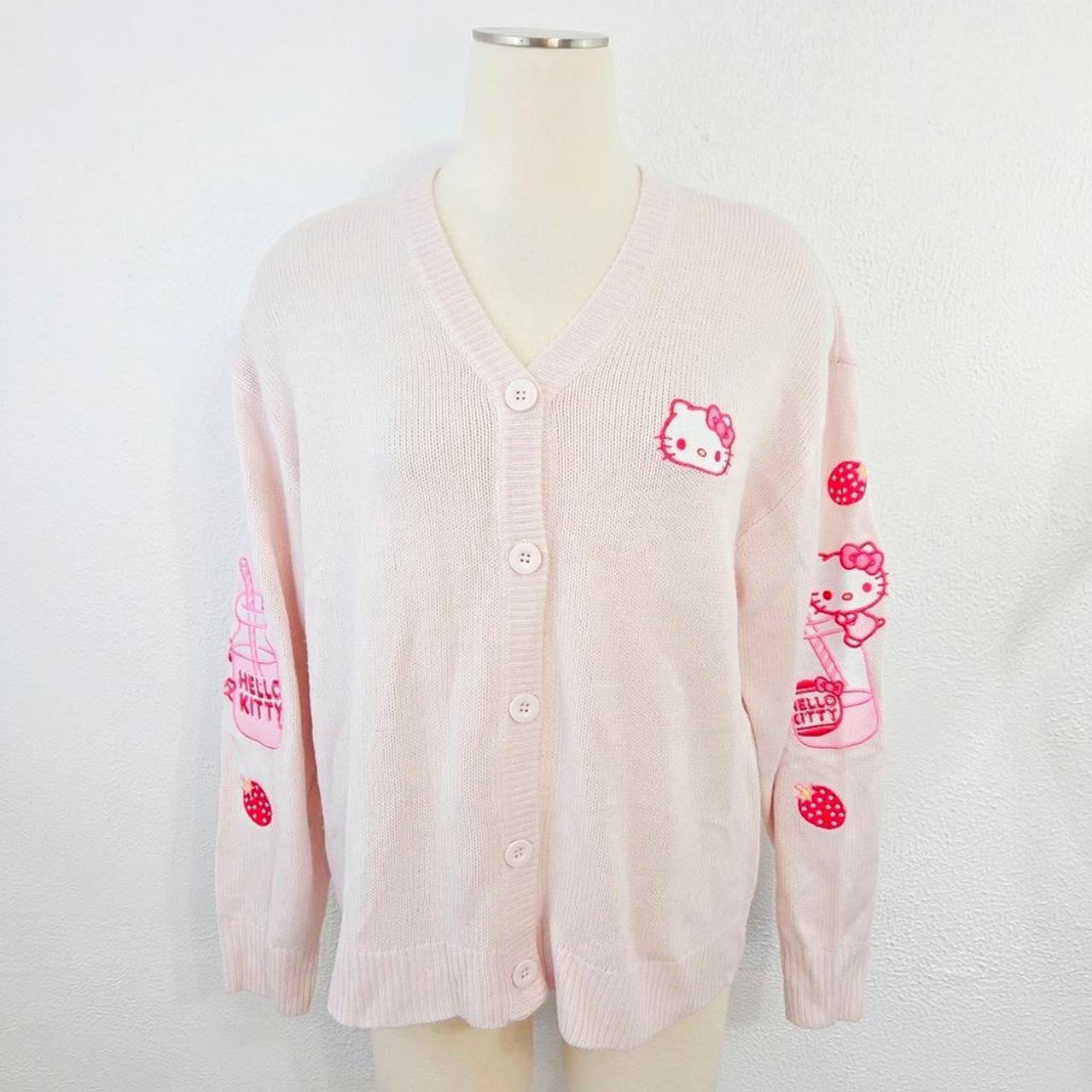 Hello Kitty Strawberry Milk Skimmer Cardigan sweater... | Depop