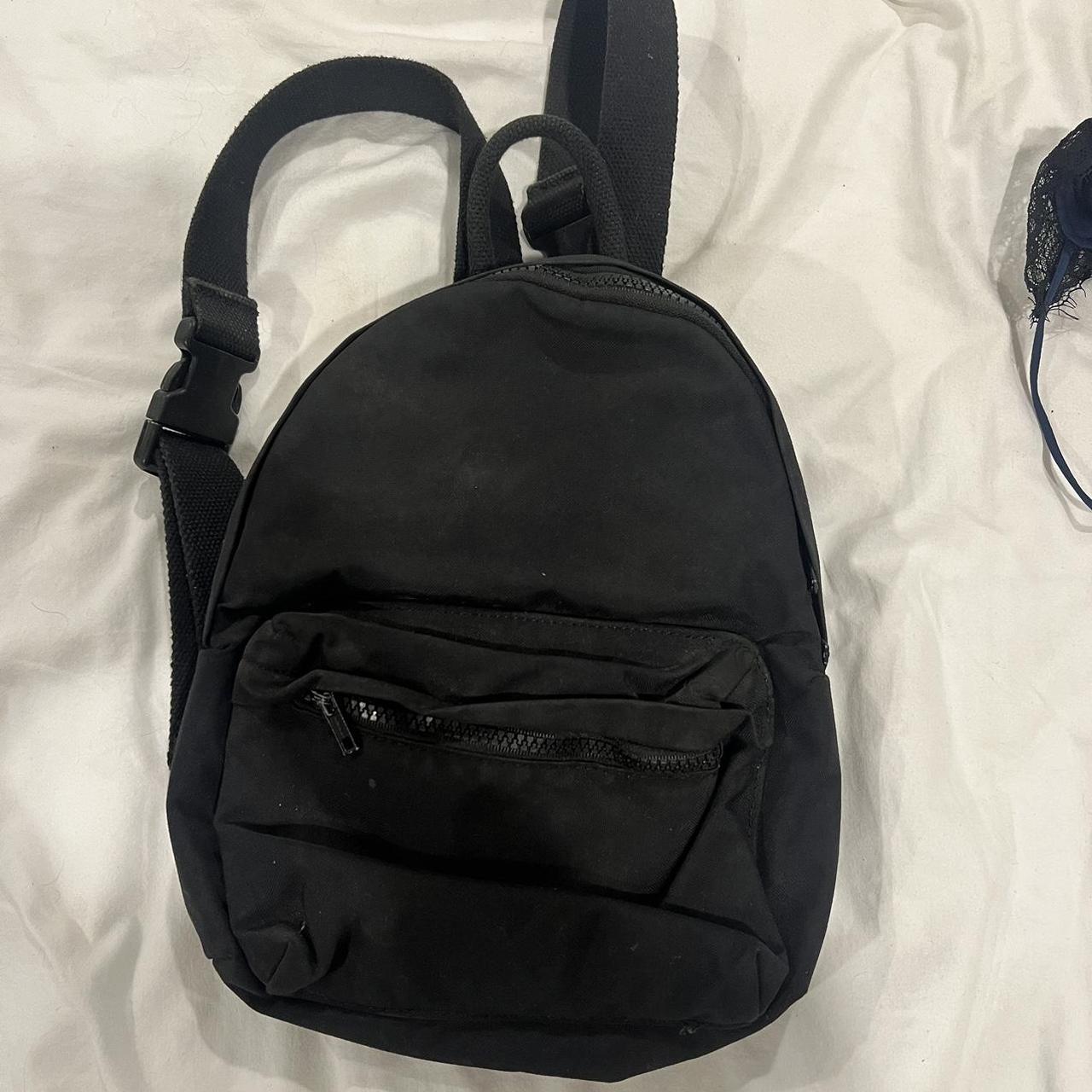 black canvas mini buckle backback - Depop