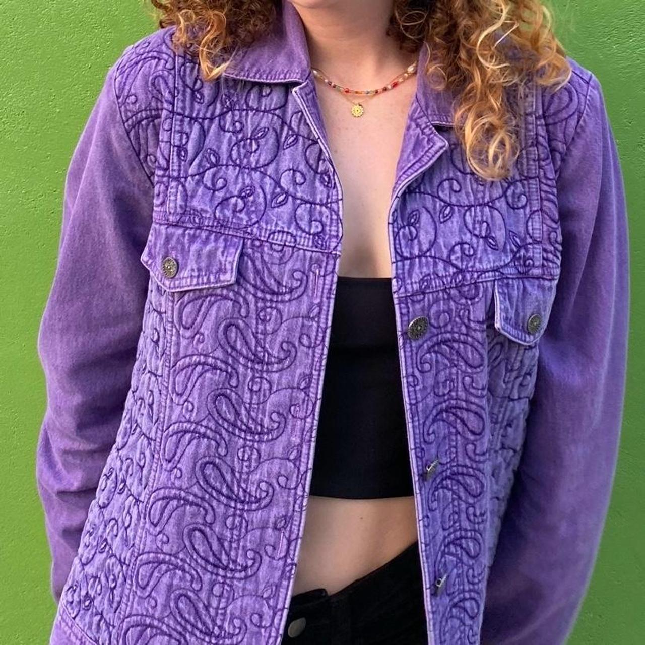 Vintage purple paisley denim (esque) jacket Boho... | Depop