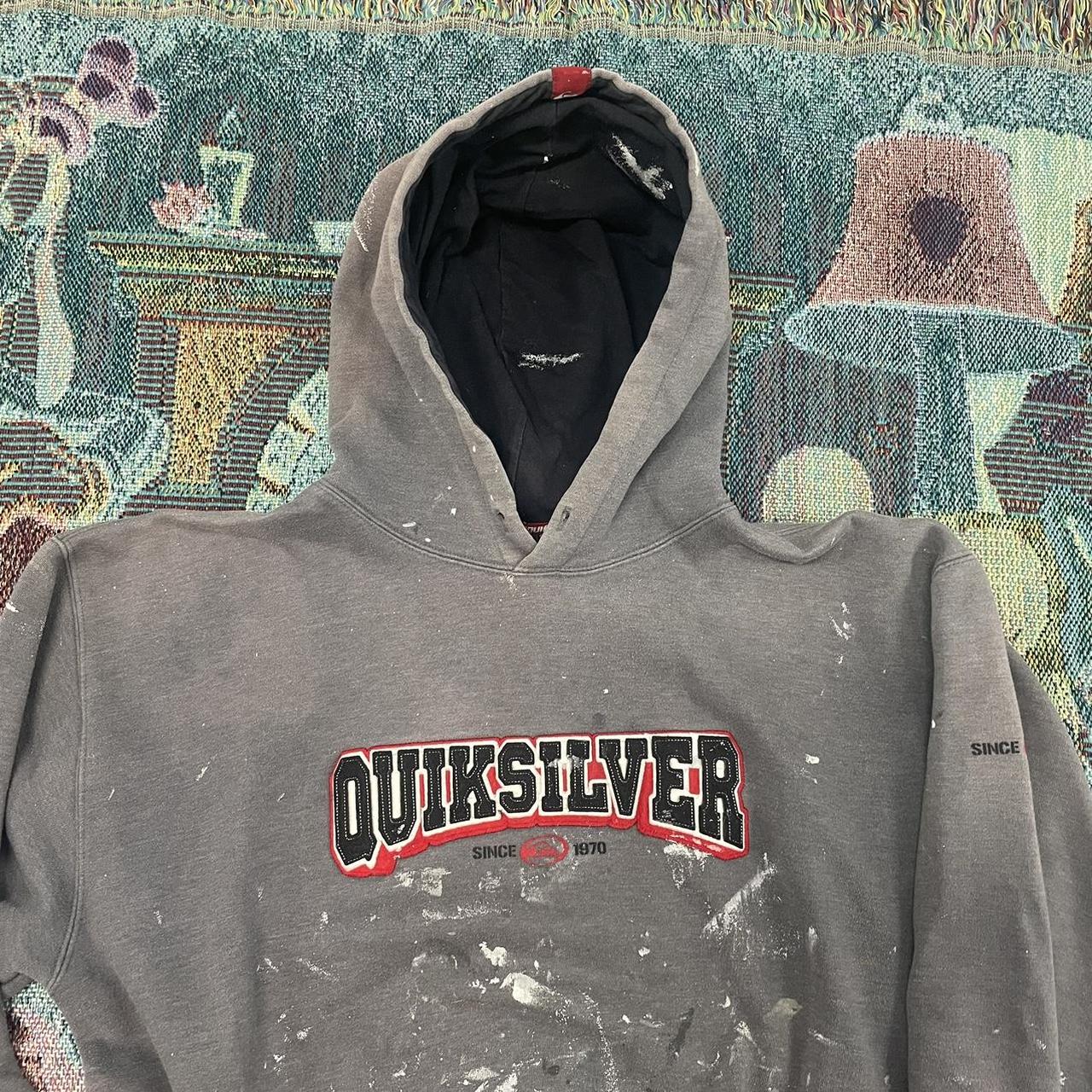 vintage quiksilver hoodie size: L 🖤🖤 pit to pit:... - Depop