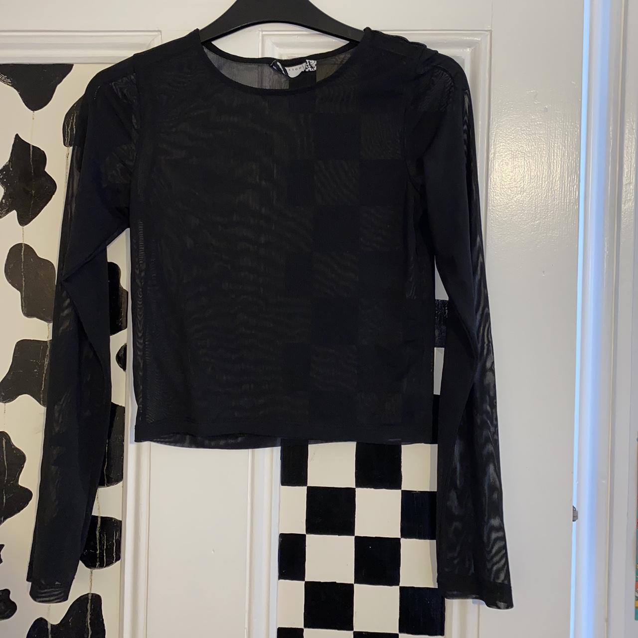Asos design basic black mesh long sleeve top #asos... - Depop