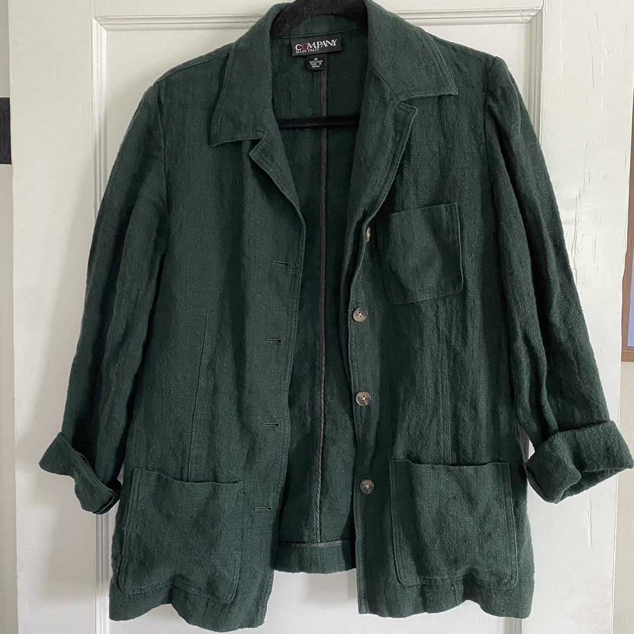 Green linen button up shirt Fits like a medium - Depop