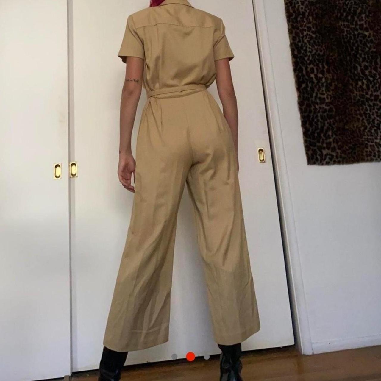 Repopping this vintage tan jumpsuit with matching... - Depop