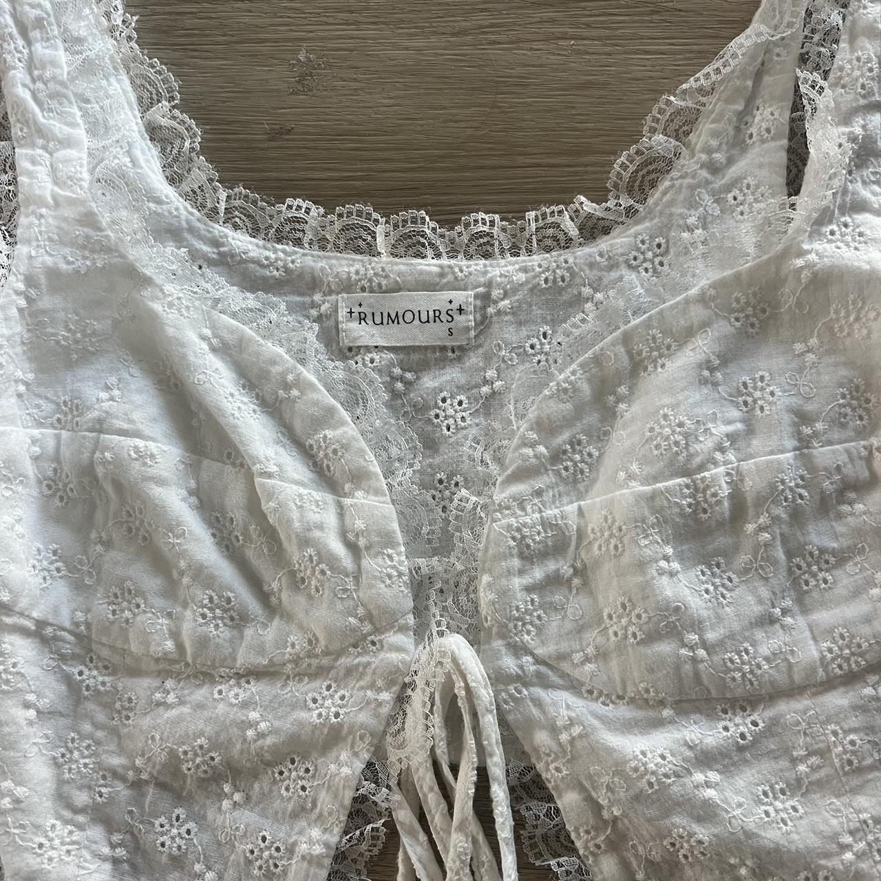 white cottage core tie top! from the online brand... - Depop