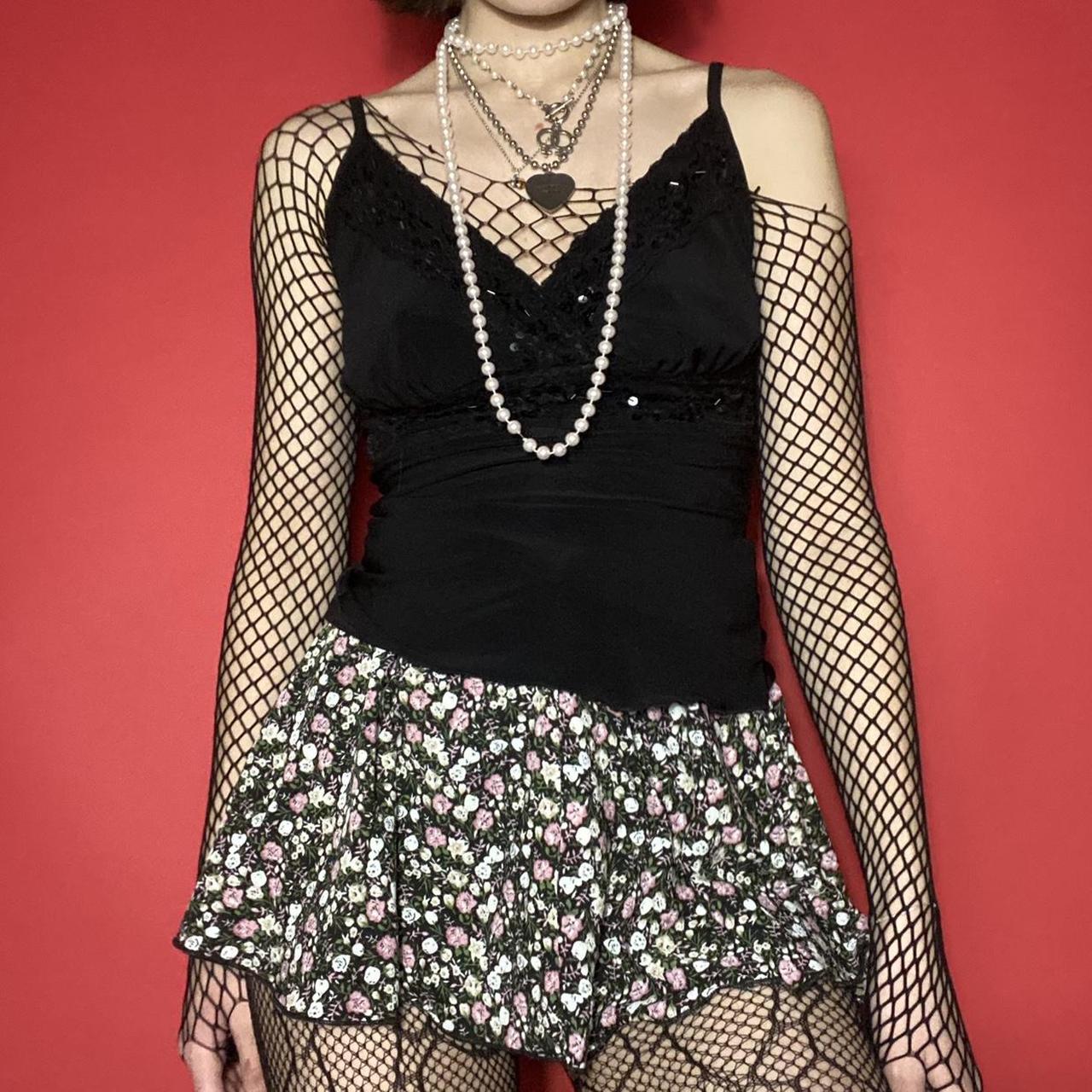 Y2k vintage embroidered sequins mesh top Features... - Depop