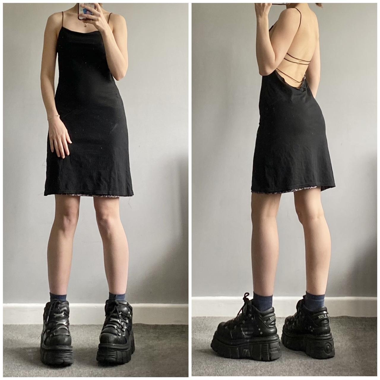 Y2k vintage backless mini dress Features reversible... - Depop