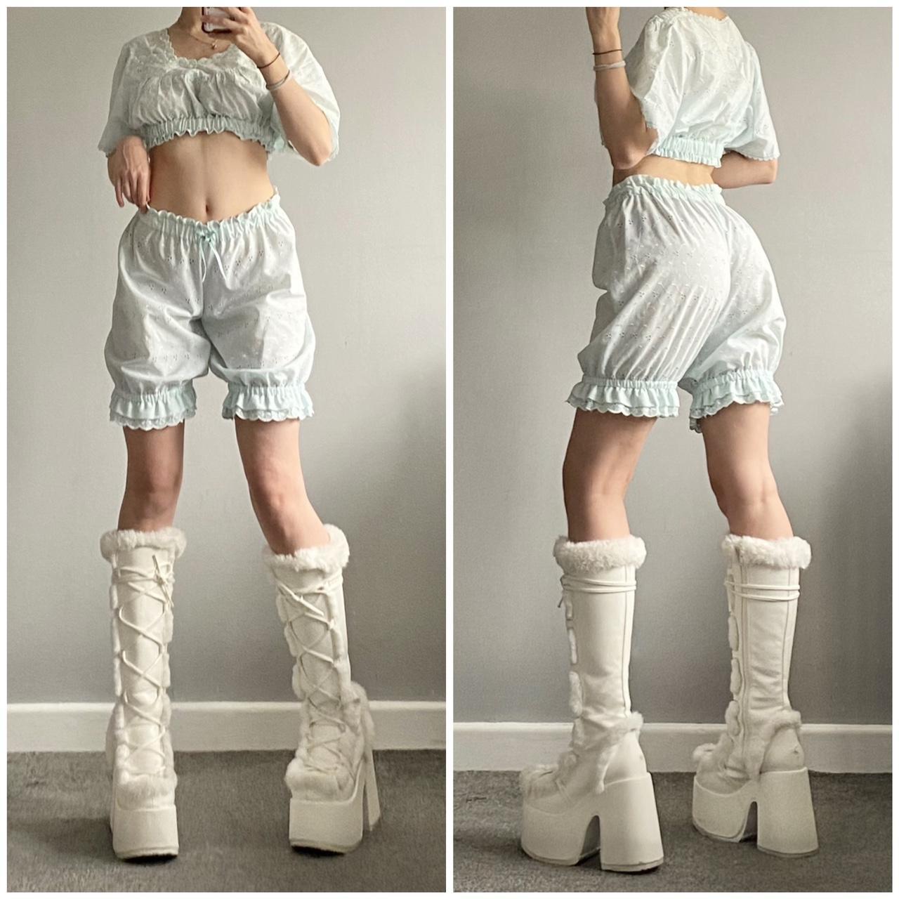 Handmade coquette set with bloomers and cropped... - Depop