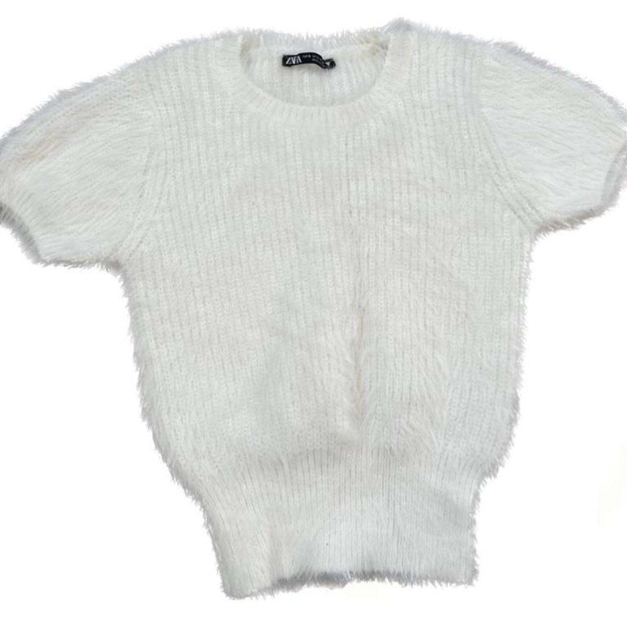 Super stylish fluffy white top from Zara - looks... - Depop