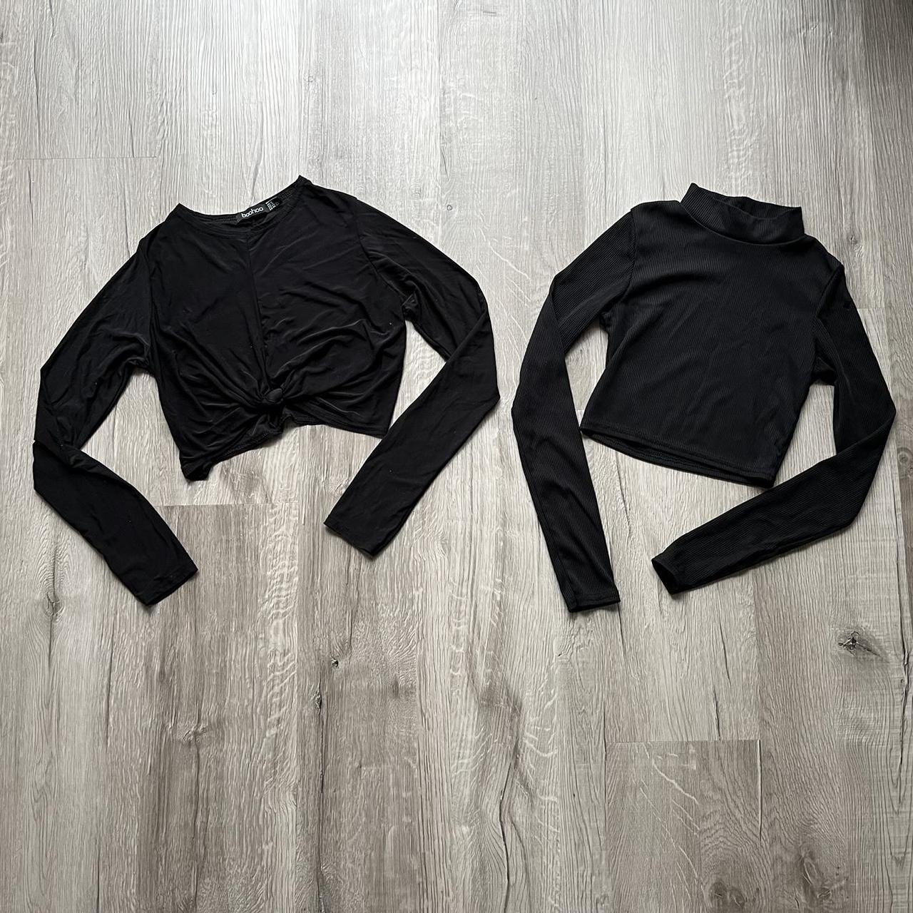 Long Sleeve Crop Top Bundle - Two black long sleeve... - Depop