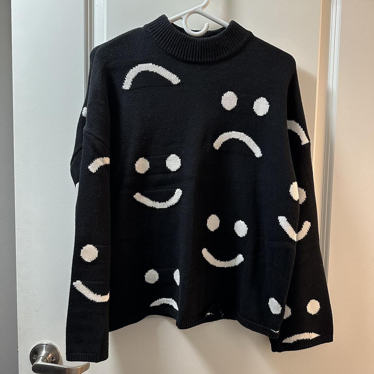 Lazy Oaf Happy Sad Knit Sweater. Never worn. - Depop Lazy Oaf Happy Sad Knit Sweater. Never worn. - Depop