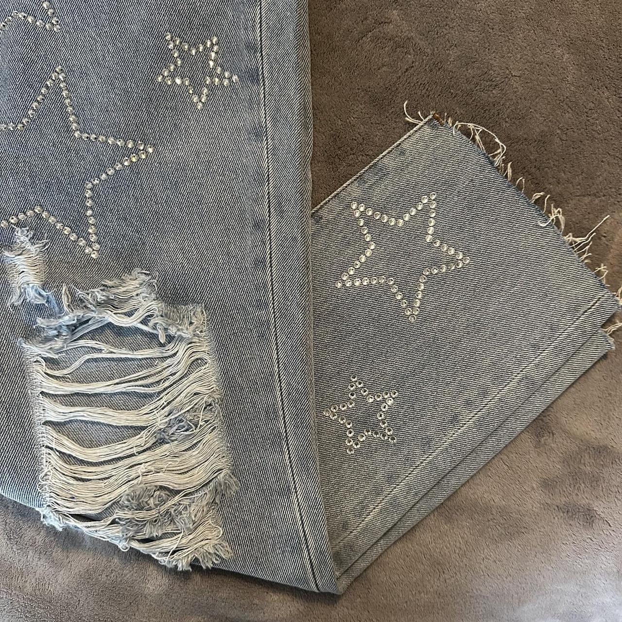 Star Bejeweled Straight-Leg Ripped Jeans - Depop