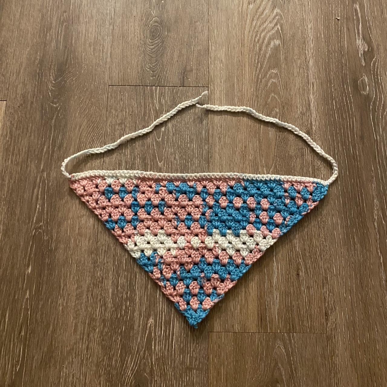 Transgender flag crochet bandana #crochet... - Depop