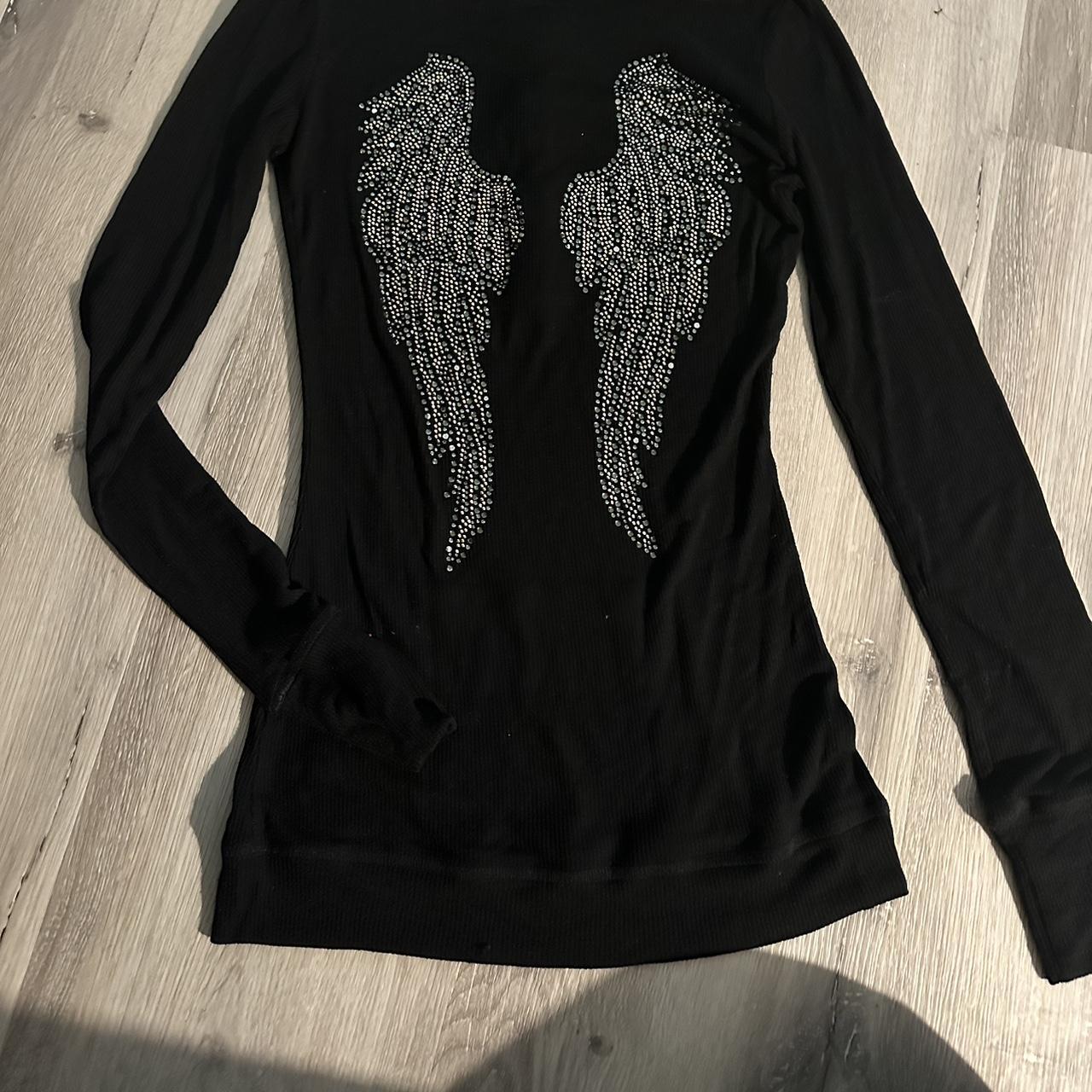 gothic rhinestone long sleeve tee Fits like a M-L... - Depop