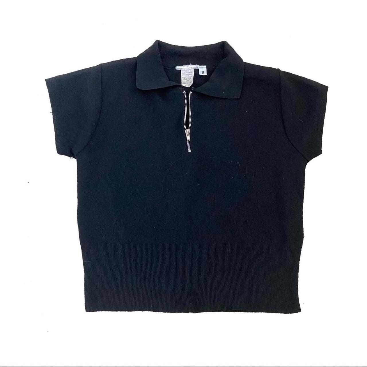 Black Collared Crop Top -black top w collared... - Depop