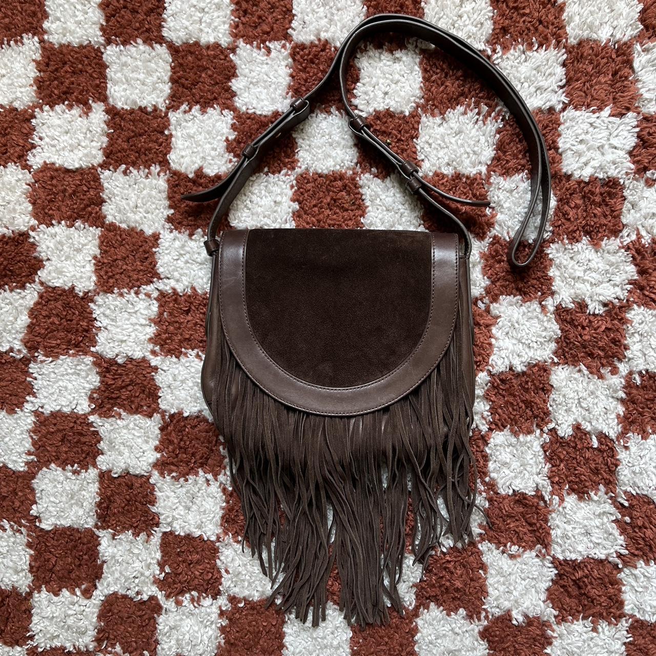 Beautiful Frye fringe saddle bag! This bag is... - Depop