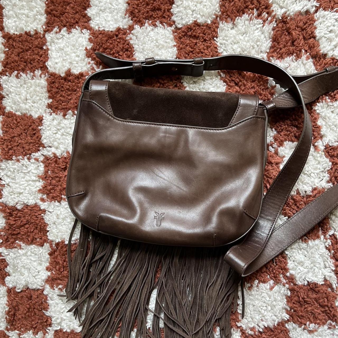 Beautiful Frye fringe saddle bag! This bag is... - Depop