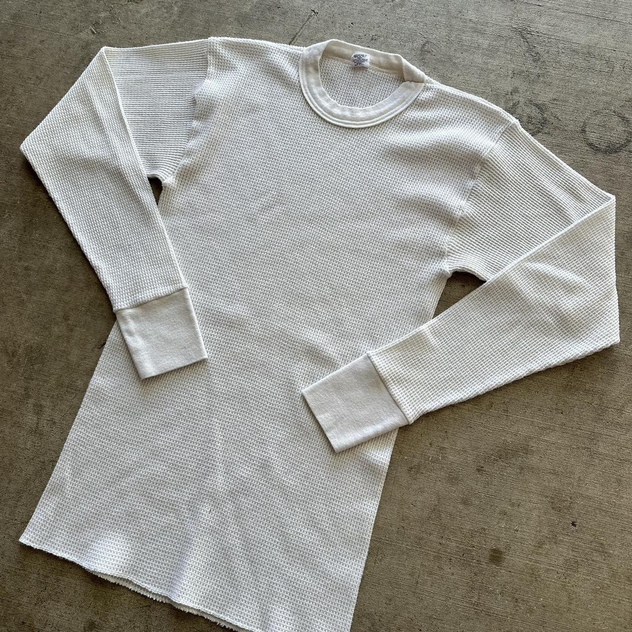Vintage 80’s Essential White Thermal Long Sleeve... - Depop