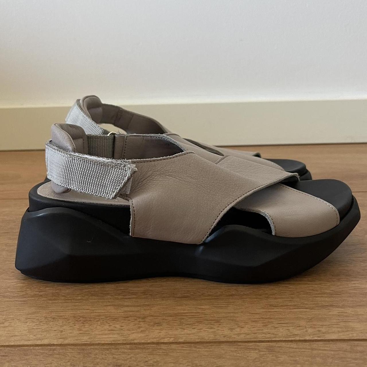Sempre Di Soft Leather Grey Platform Sandals never... - Depop