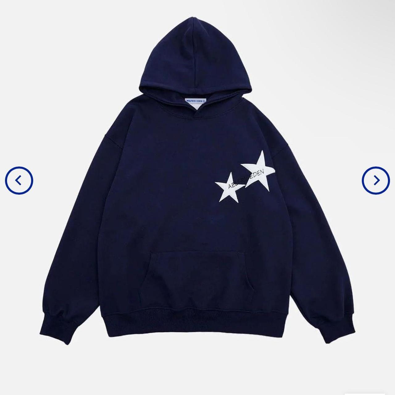 Aelfric Eden Navy Blue Star Hoodie - Depop