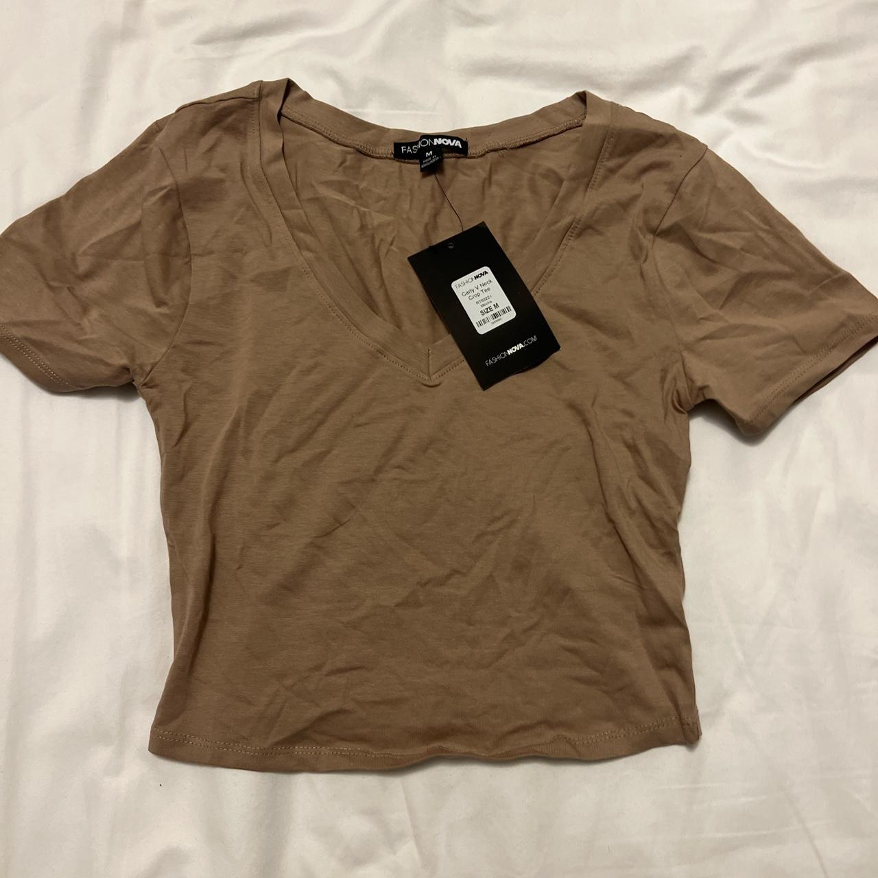 Brand new fashion nova tan v neck Super flattering - Depop