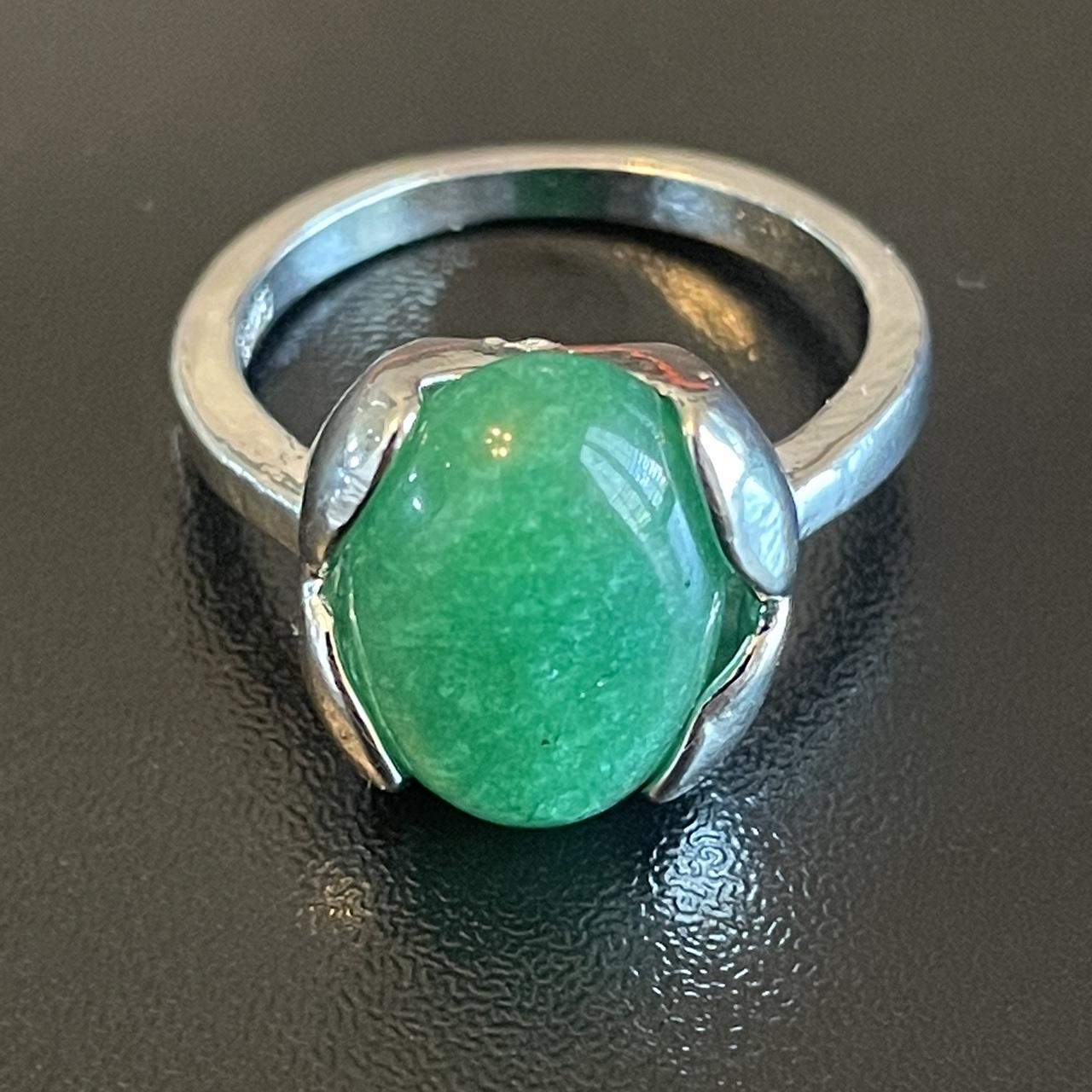 Green jade silver ring Condition: 100% brand new... - Depop