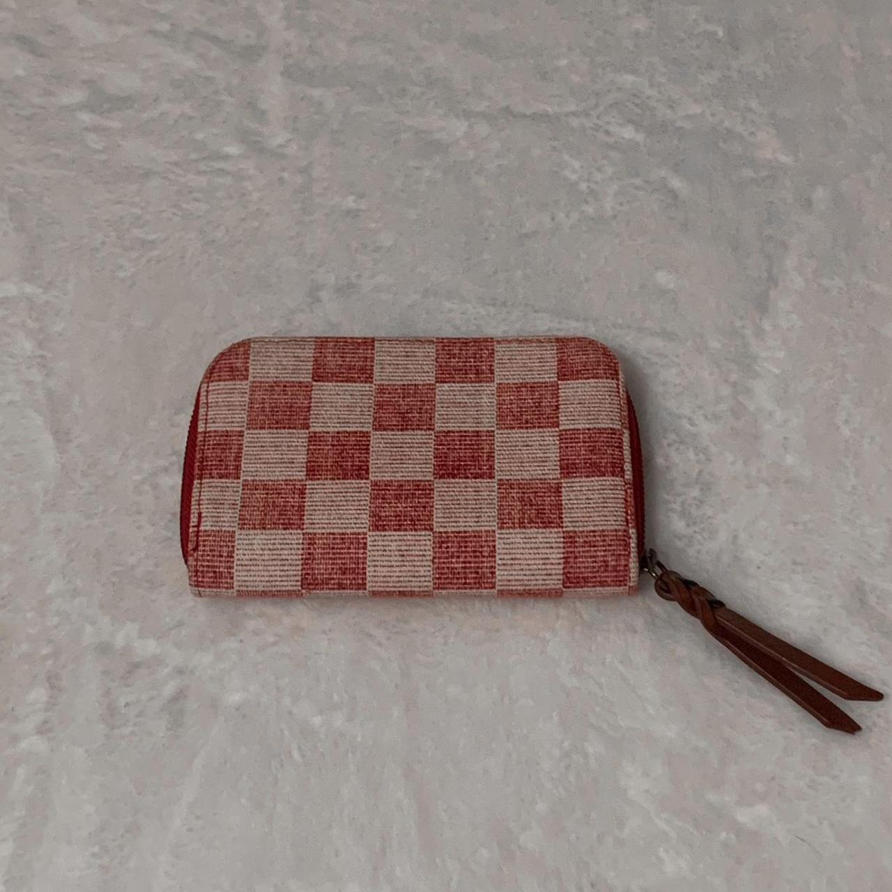 super cute pink checkered universal thread wallet... - Depop