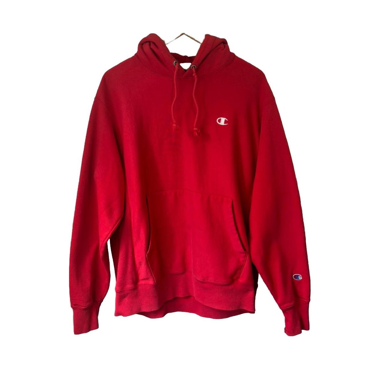 Champion heavy weight red hoodie Men’s size large... - Depop