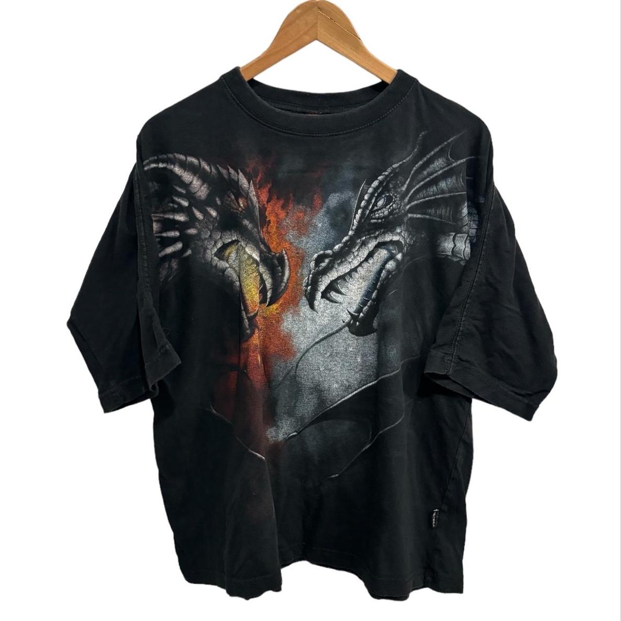 Vintage Dragon all over print Spiral t shirt Men’s... - Depop