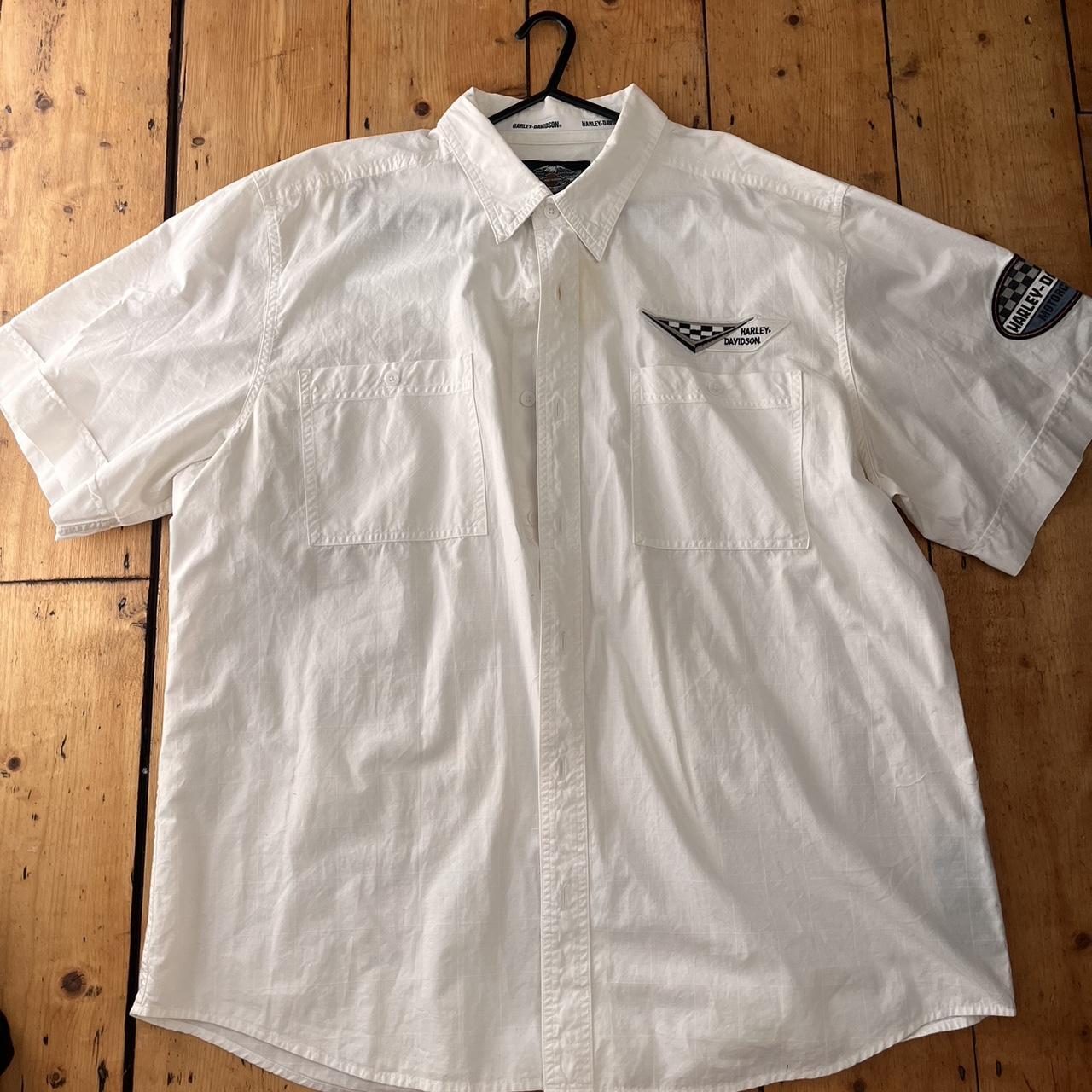 Vintage Harley Davidson embroidered shirt... - Depop