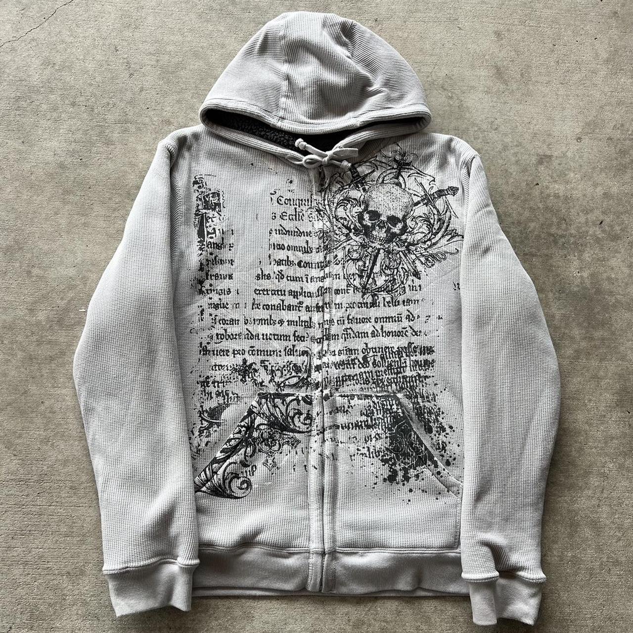 Vintage Y2K Machine clothing Thermal Sherpa Skull... | Depop