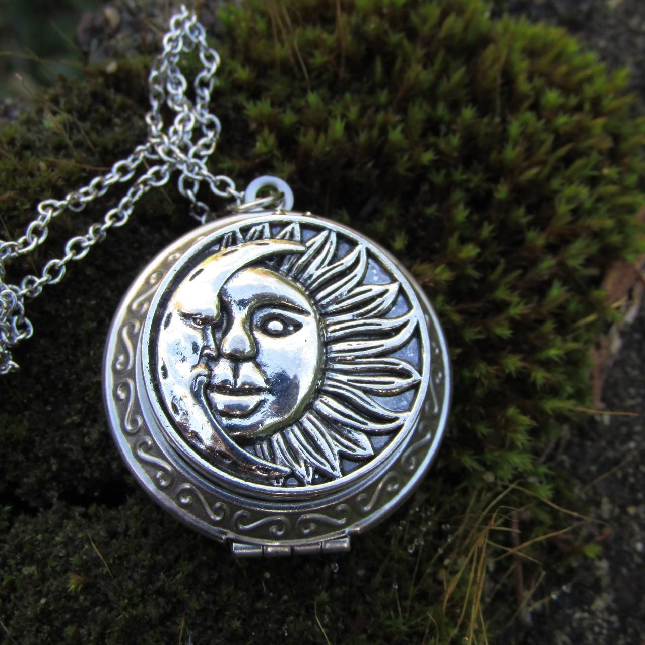 Sun and Moon Locket Necklace FREE SHIPPING 18"... - Depop