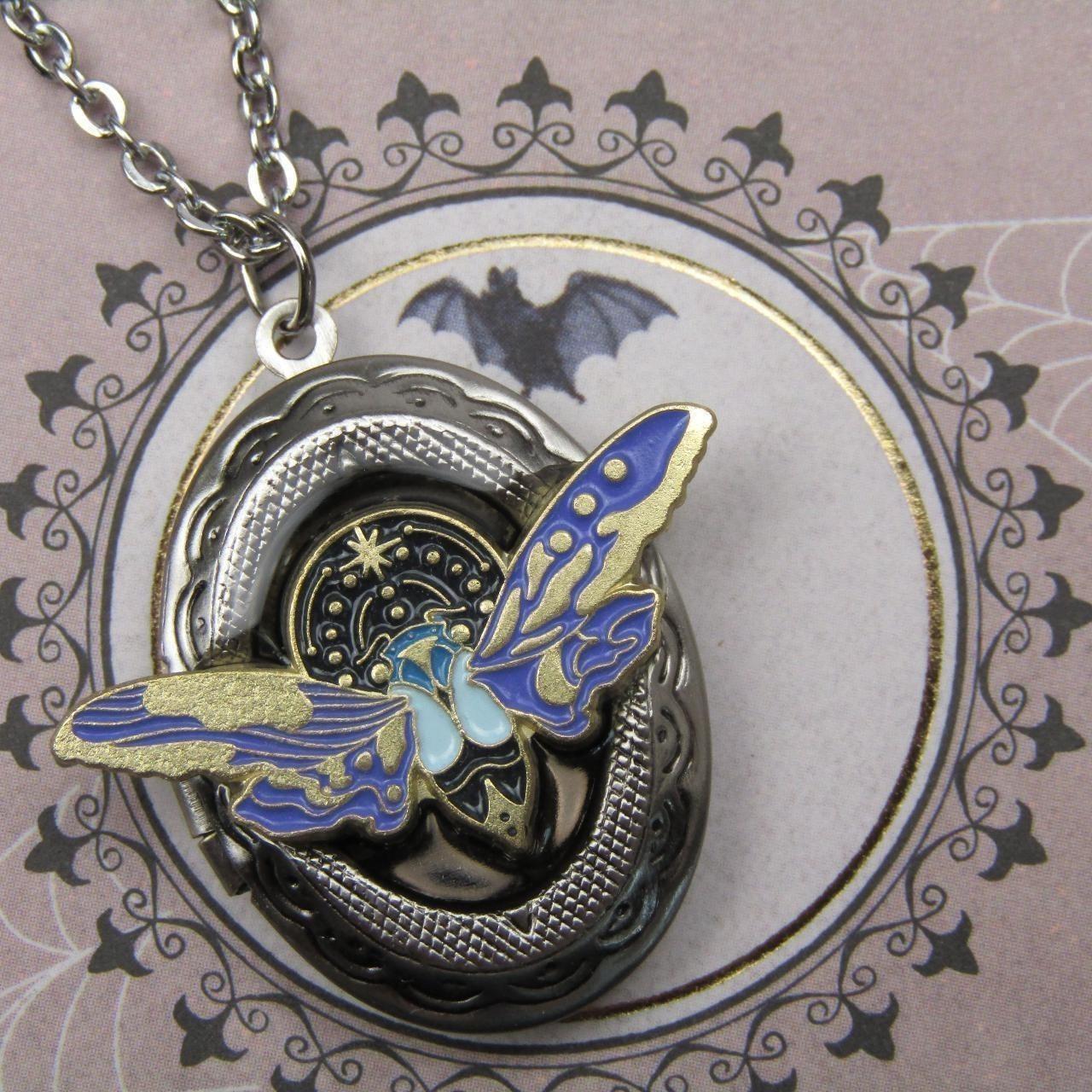 Purple Cicada Locket Necklace Insect Funky... - Depop