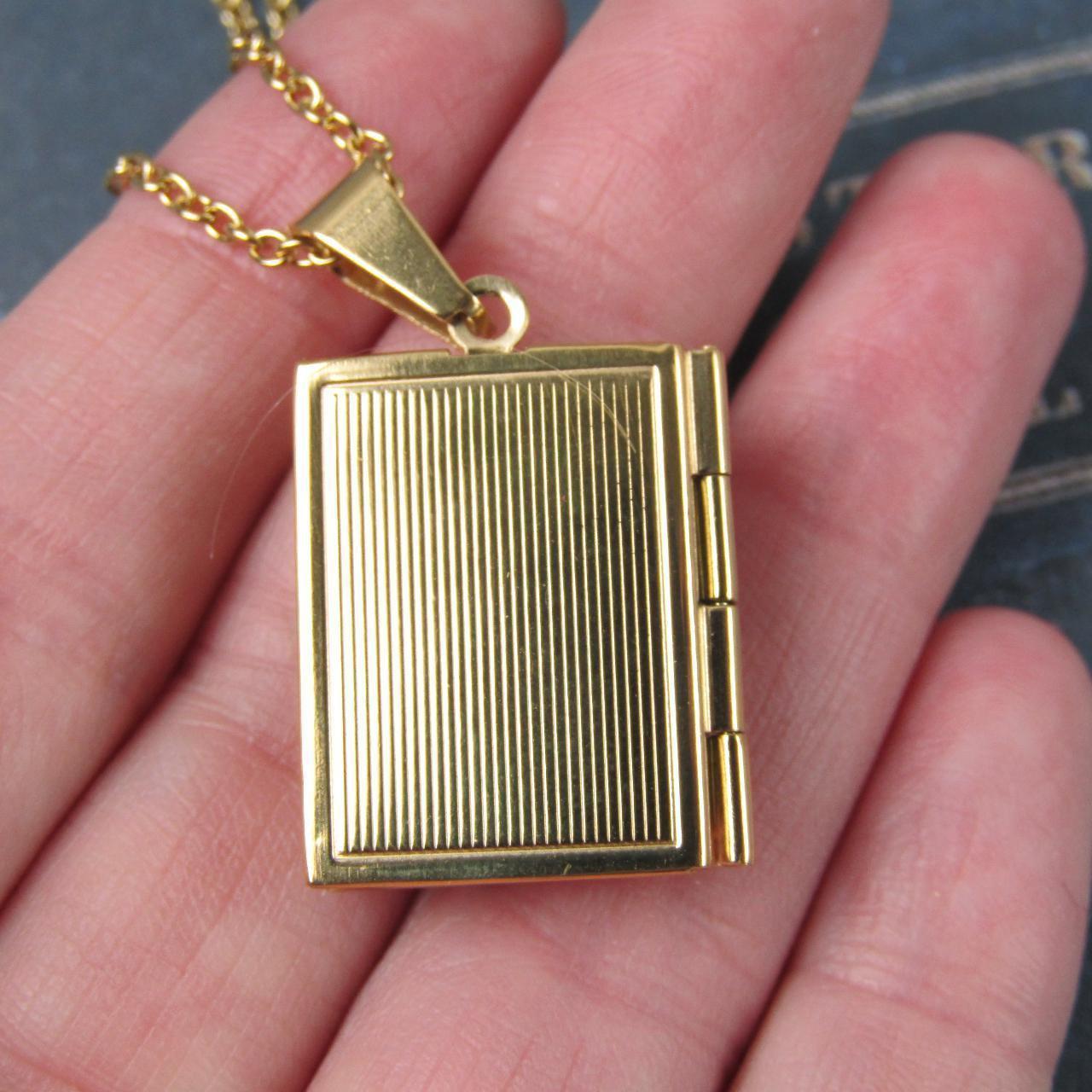 Golden Victorian Diary Photo Book Locket... - Depop