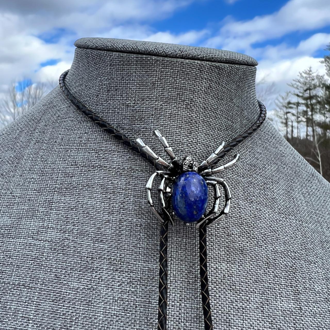Lapis Lazuli Stone Spider Bolo Tie Necklace on Black... - Depop