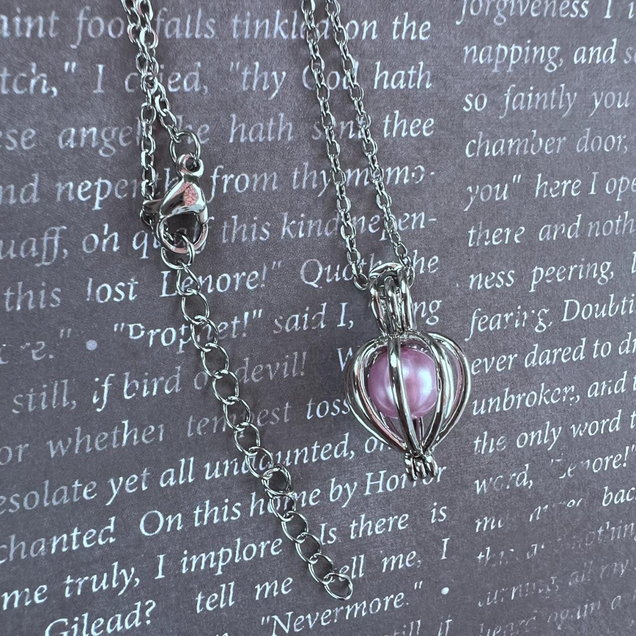 Lavender Faux Pearl Locket Necklace Cute Minimalist... - Depop